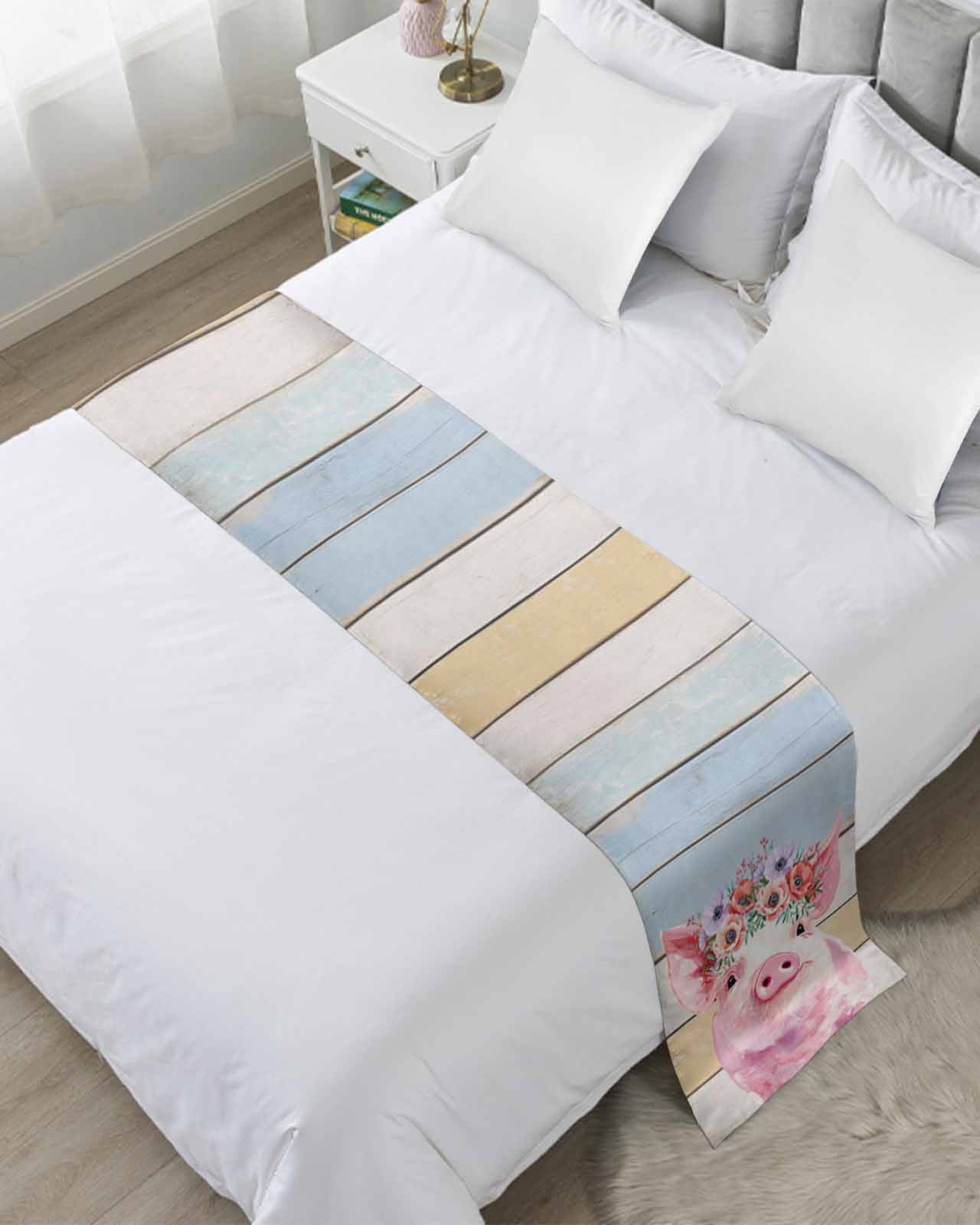Bed Runner Scarf Twin Size, Farmhouse Pig Stain Bed Runners & Scarves ...