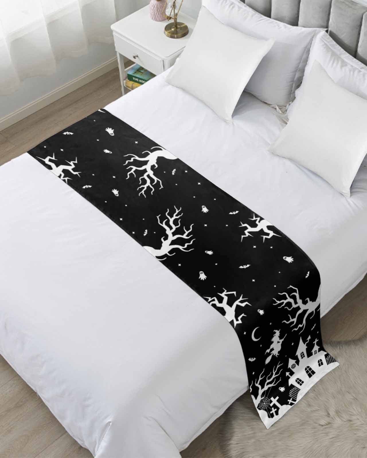 Bed Runner Scarf Twin Size, Halloween Stain Bed Runners & Scarves for ...