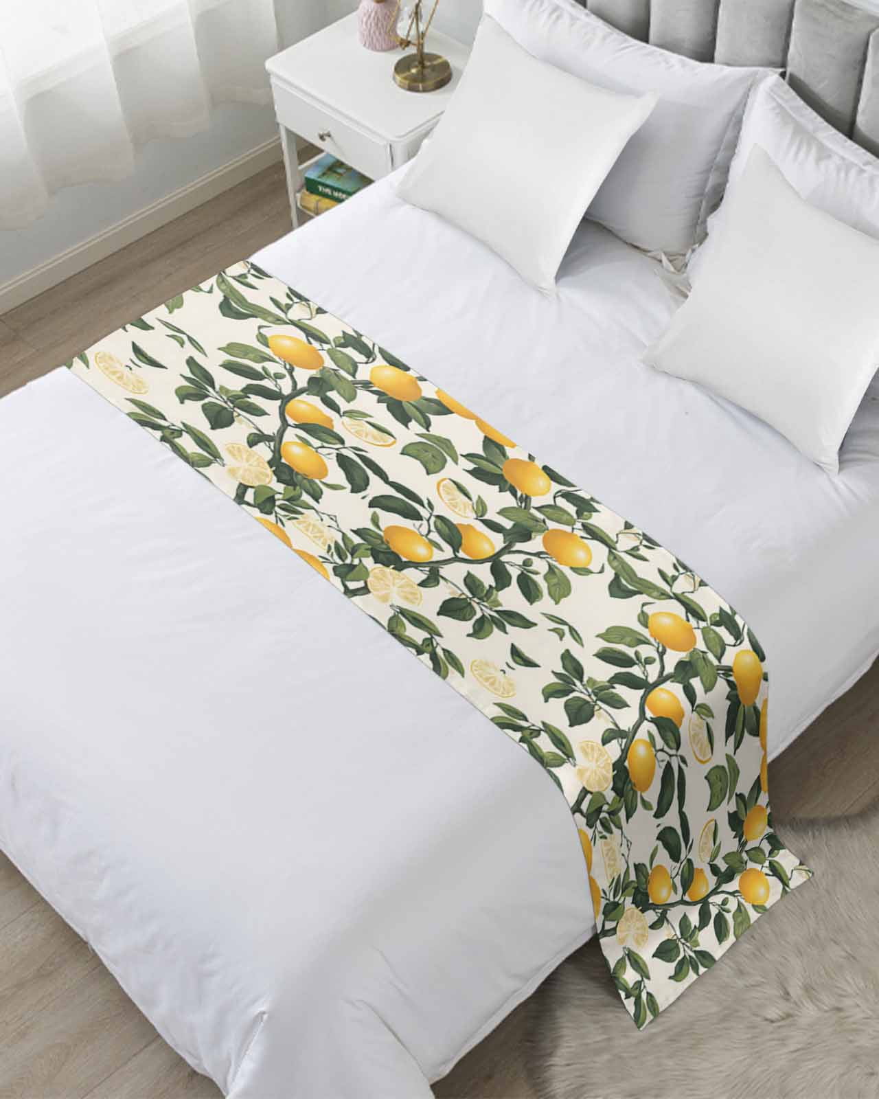 Bed Runner Scarf Twin Size, Lemon Stain Bed Runners & Scarves for Foot ...