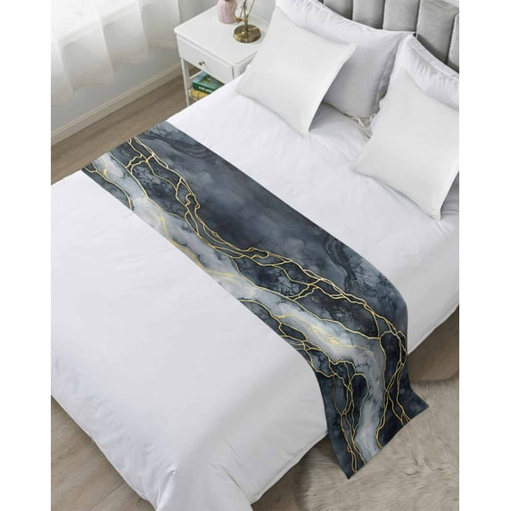 Bed Runner Scarf Twin Size, Marble Stain Bed Runners & Scarves for Foot ...
