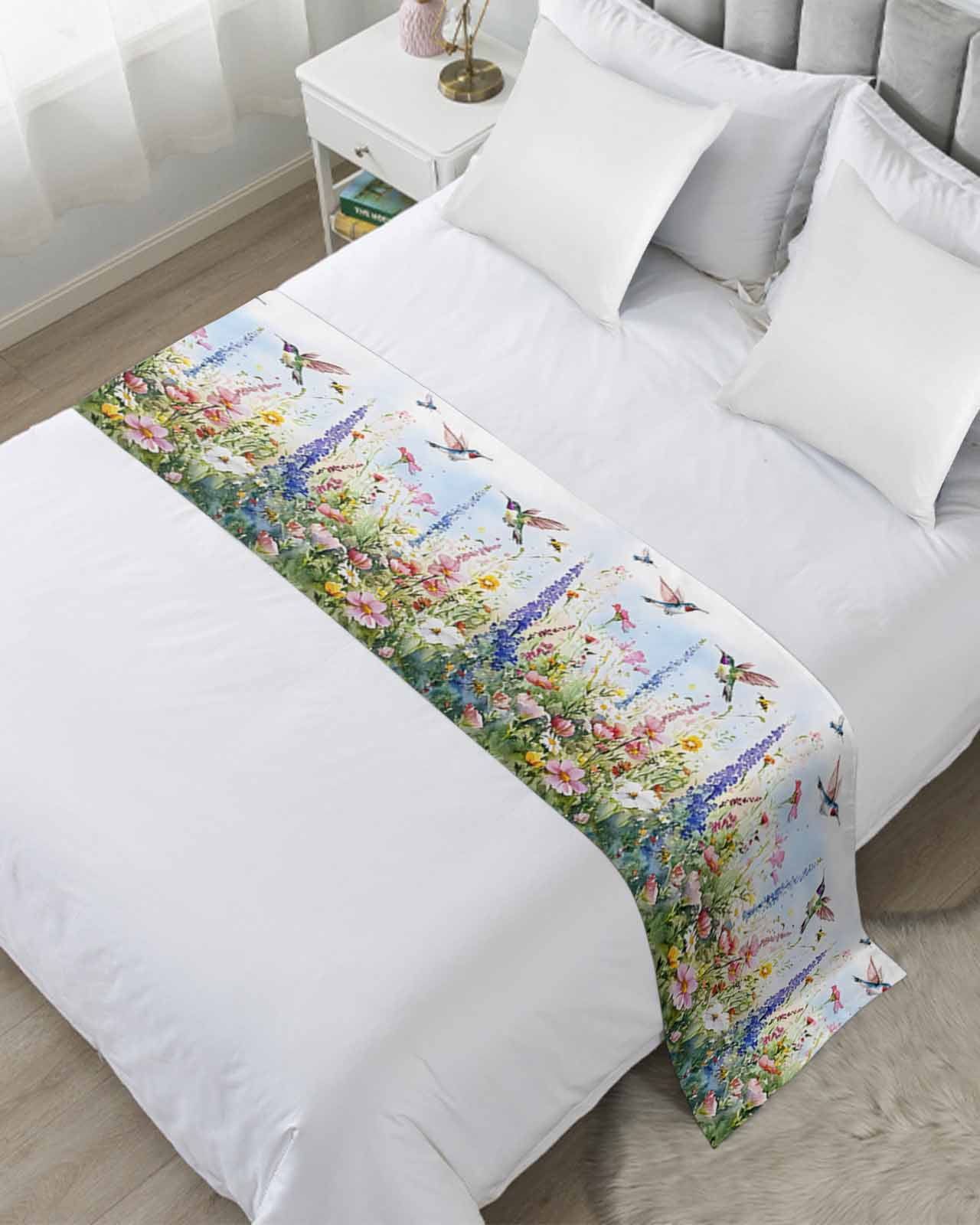 Bed Runner Scarf Twin Size, Spring Floral Stain Bed Runners & Scarves ...