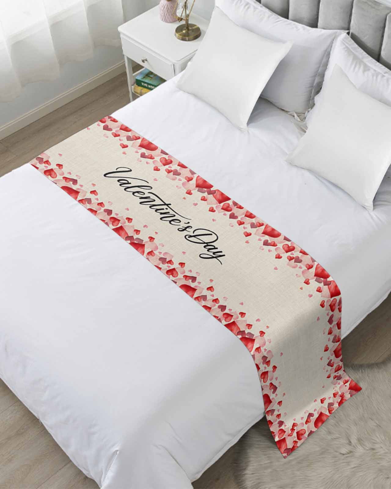 Bed Runner Scarf Twin Size, Valentine's Day Stain Bed Runners & Scarves ...