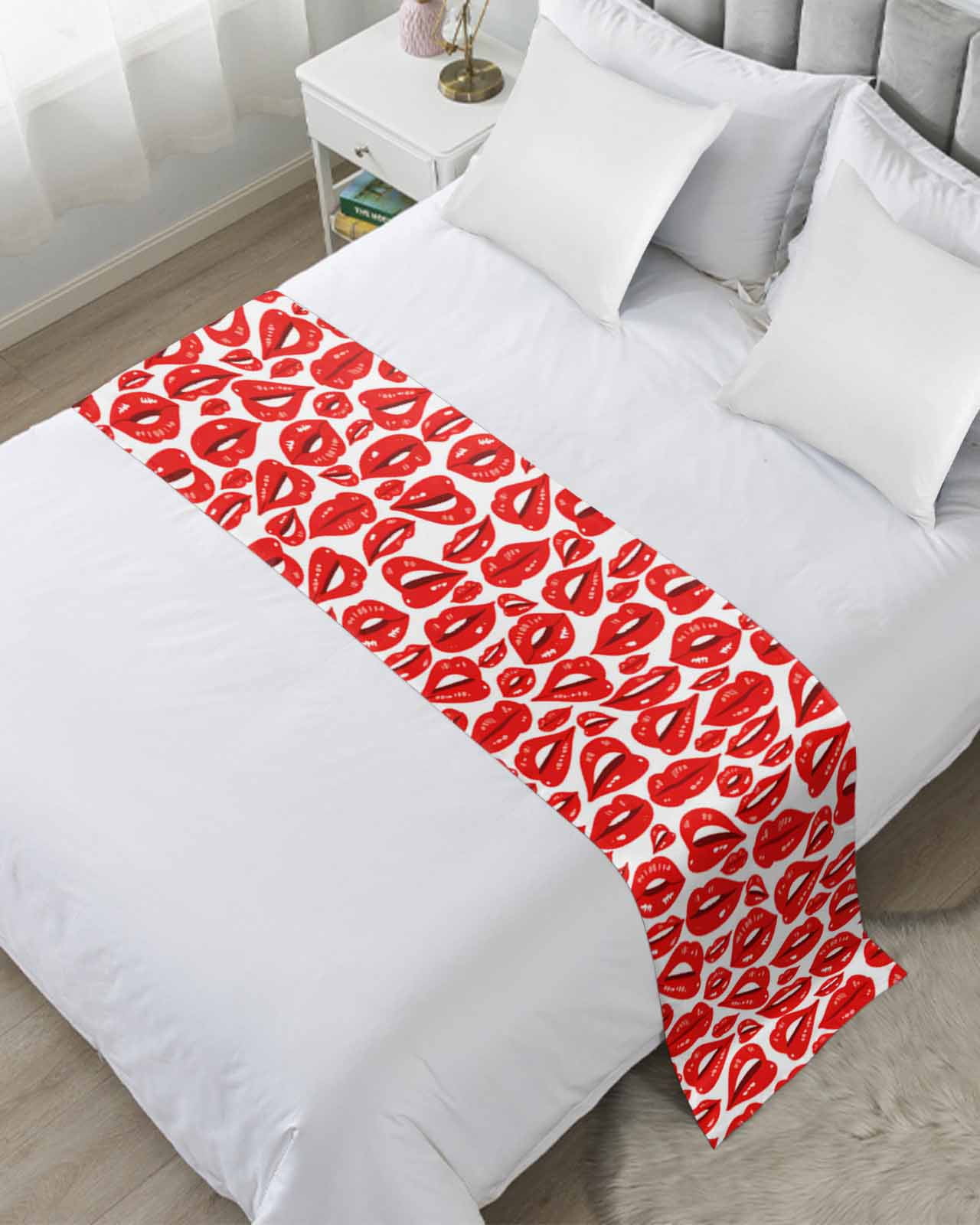 Bed Runner Scarf Twin Size, Valentines Stain Bed Runners & Scarves for ...