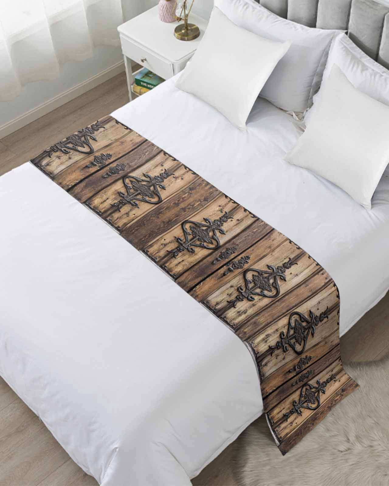 Bed Runner Scarf Twin Size, Wooden Plank Stain Bed Runners & Scarves ...