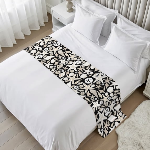 Bed Runner Shell Starfish Bedding Scarves Soft Decorative Bed Flag ...