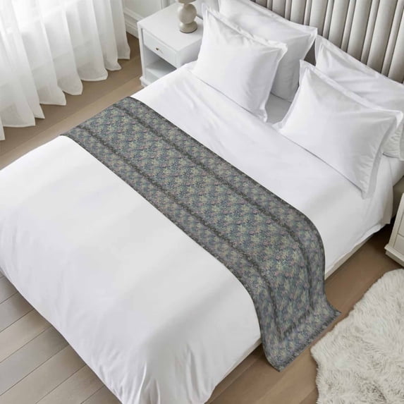 Bed Runner Spring Flowers Bedding Scarves Soft Decorative Bed Flag Blue ...