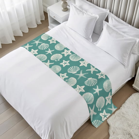 Bed Runner Starfish Sea Shells Bedding Scarves Soft Decorative Bed Flag ...