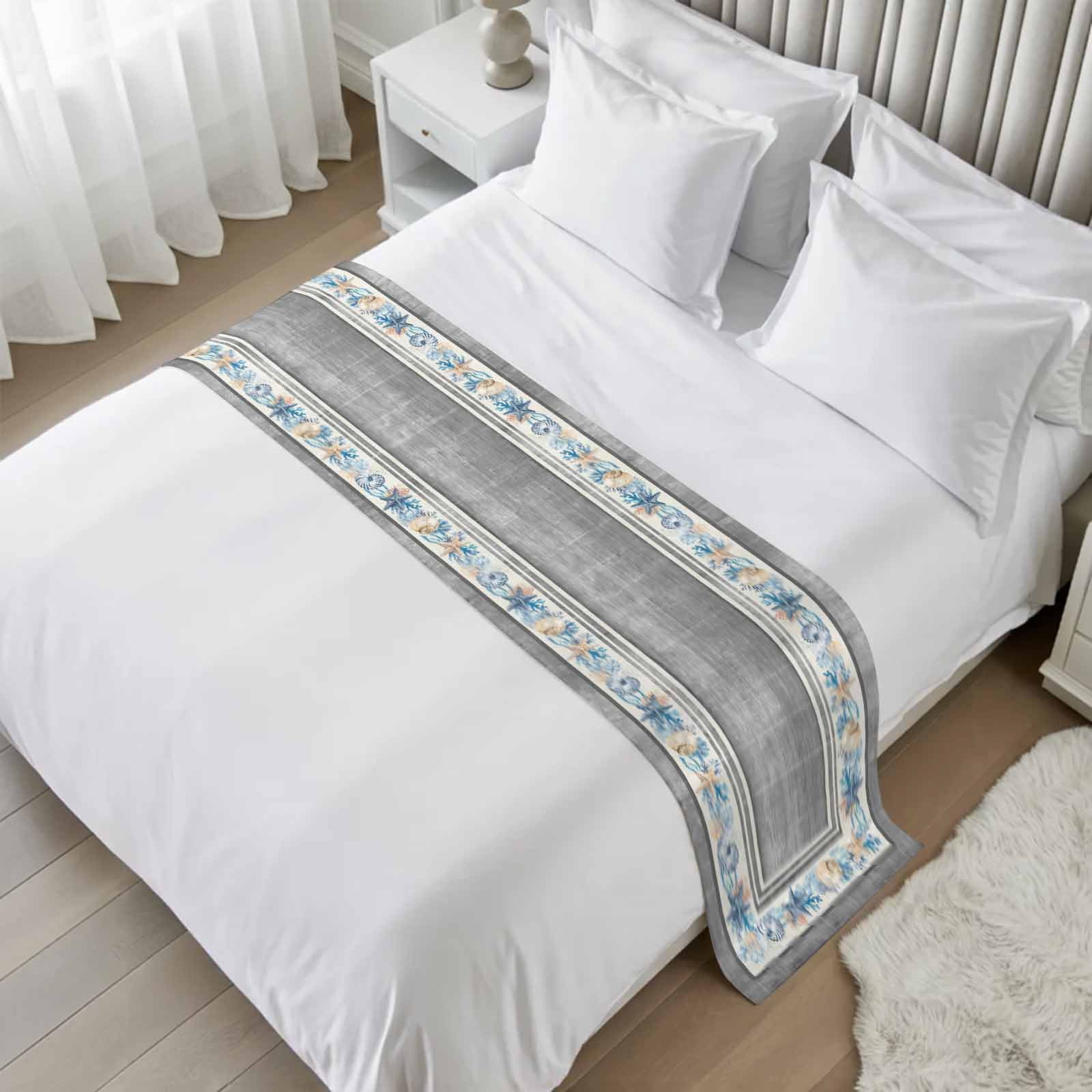 Bed Runner Starfish Shell Frame Bedding Scarves Soft Decorative Bed ...