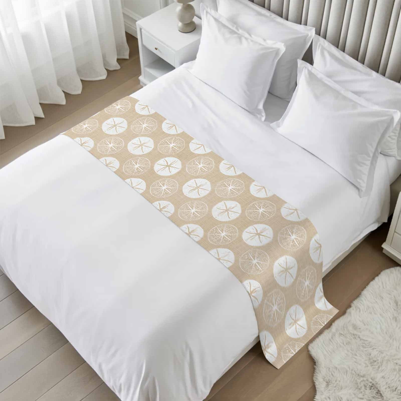 Bed Runner Summer Ocean Bedding Scarves Soft Decorative Bed Flag Beige ...