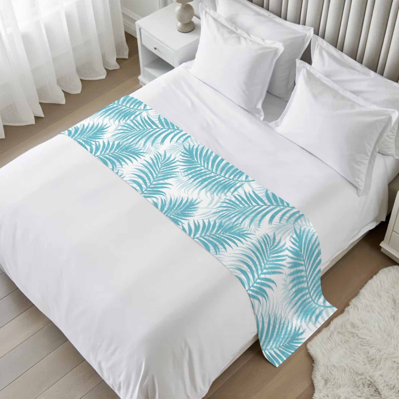 Bed Runner Summer Palm Leaves Bedding Scarves Soft Decorative Bed Flag ...