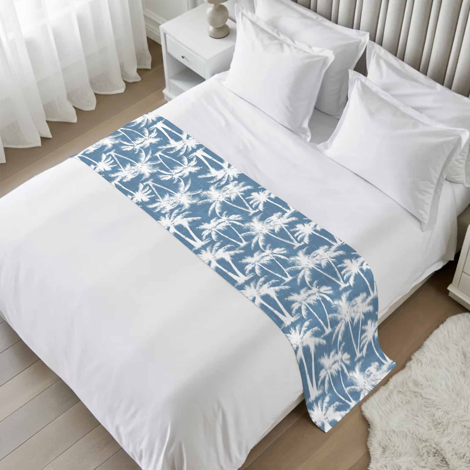 Bed Runner Summer Palm Tree Bedding Scarves Soft Decorative Bed Flag ...