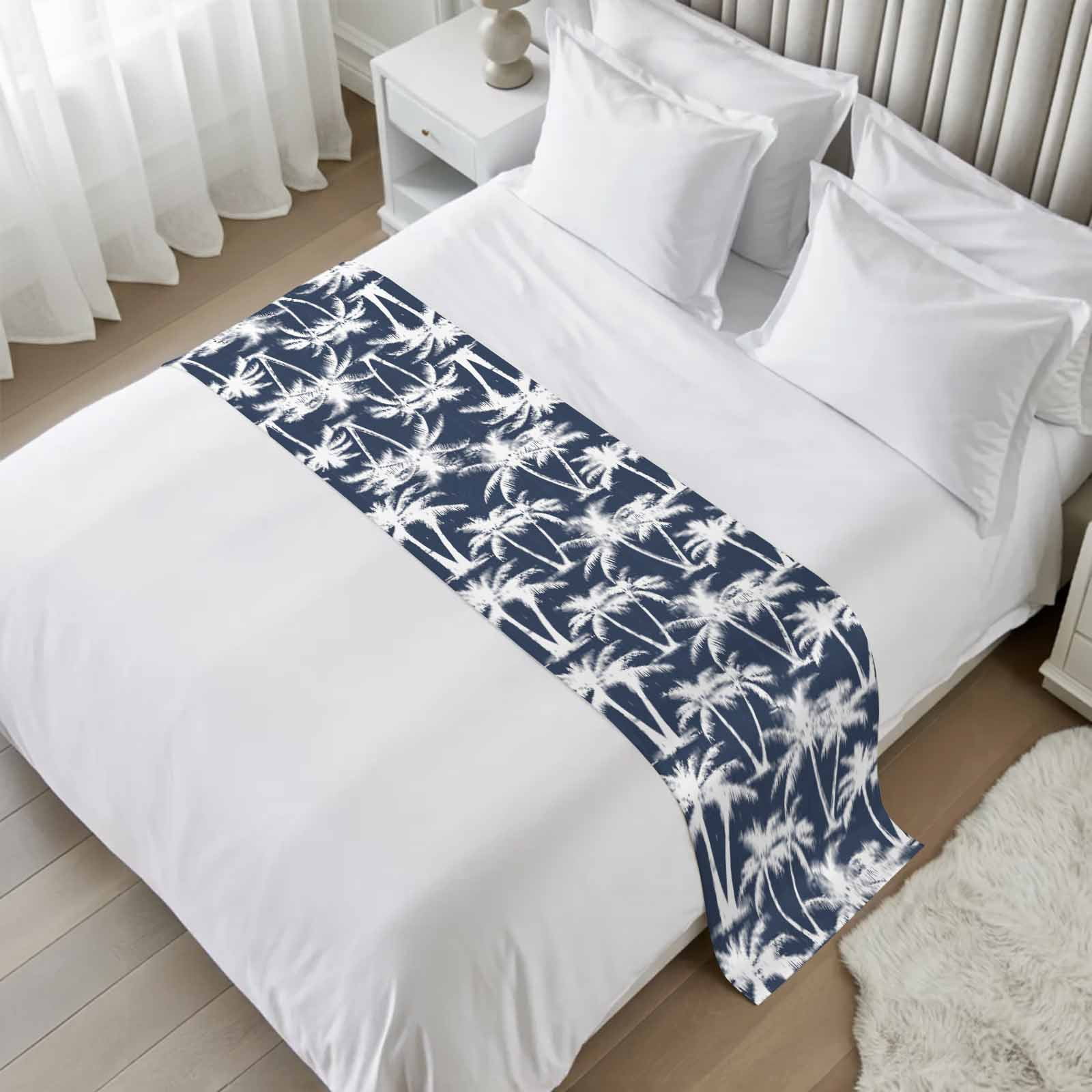 Bed Runner Summer Palm Tree Bedding Scarves Soft Decorative Bed Flag ...