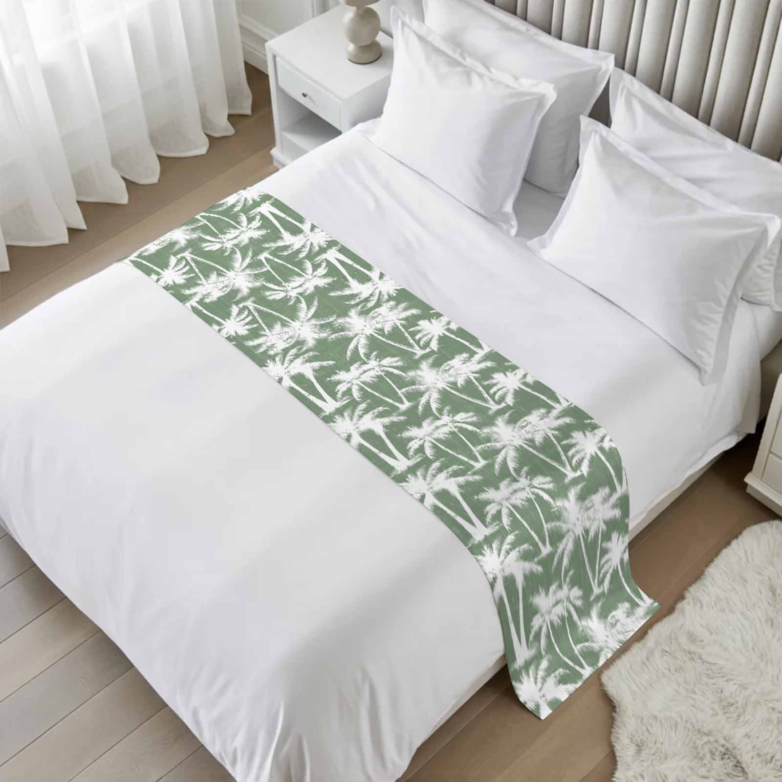 Bed Runner Summer Palm Tree Bedding Scarves Soft Decorative Bed Flag ...