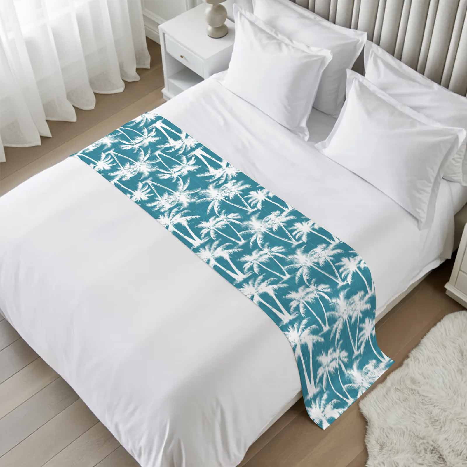 Bed Runner Summer Palm Tree Bedding Scarves Soft Decorative Bed Flag ...