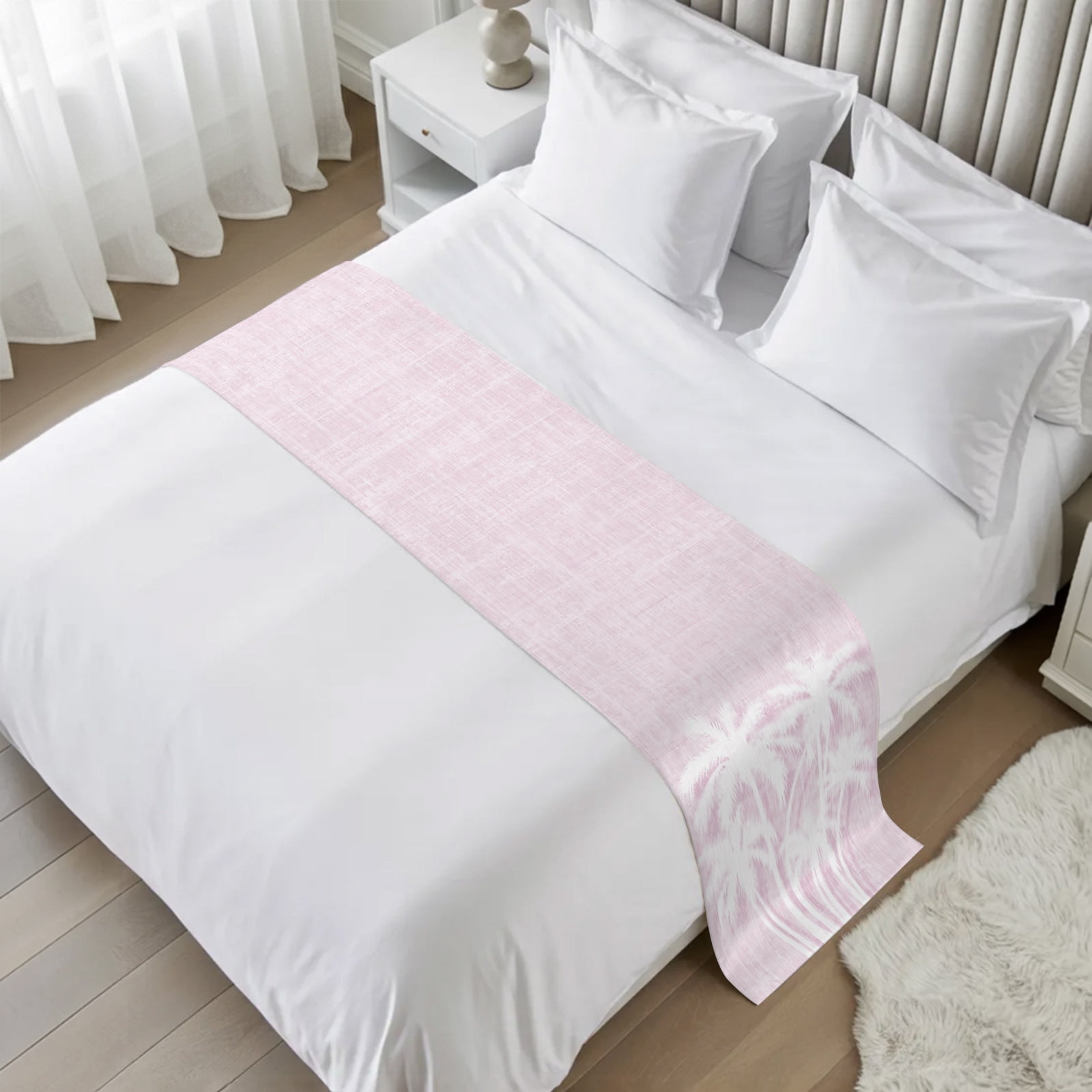 Bed Runner Summer Tropical Palm Leaves Bedding Scarves Soft Decorative ...