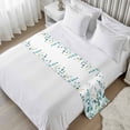 Bed Runner Teal Green Eucalyptus Leaves Bedding Scarves Soft Decorative ...
