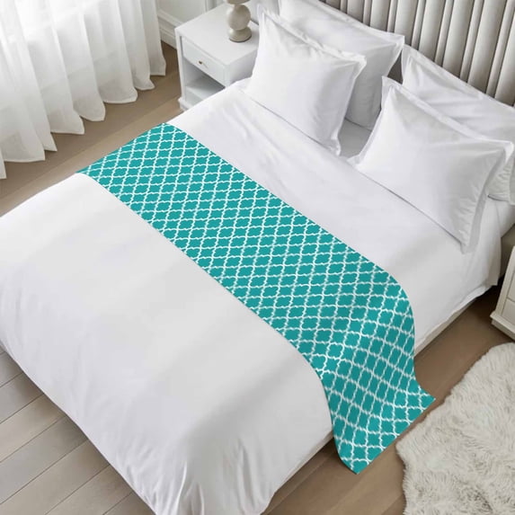 Bed Runner Teal Morocco Texture Bedding Scarves Soft Decorative Bed ...
