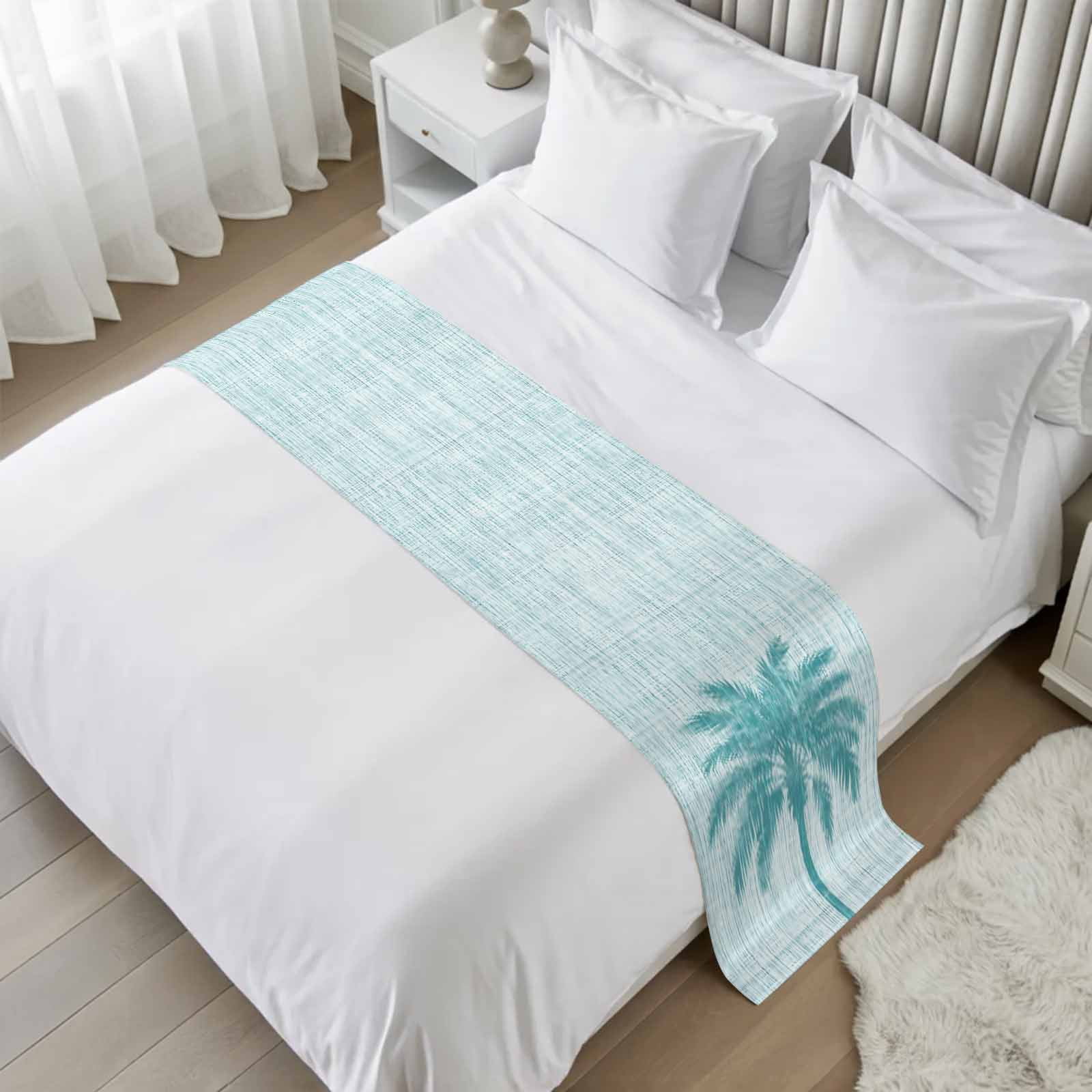 Bed Runner Tropical Palm Tree Bedding Scarves Soft Decorative Bed Flag ...