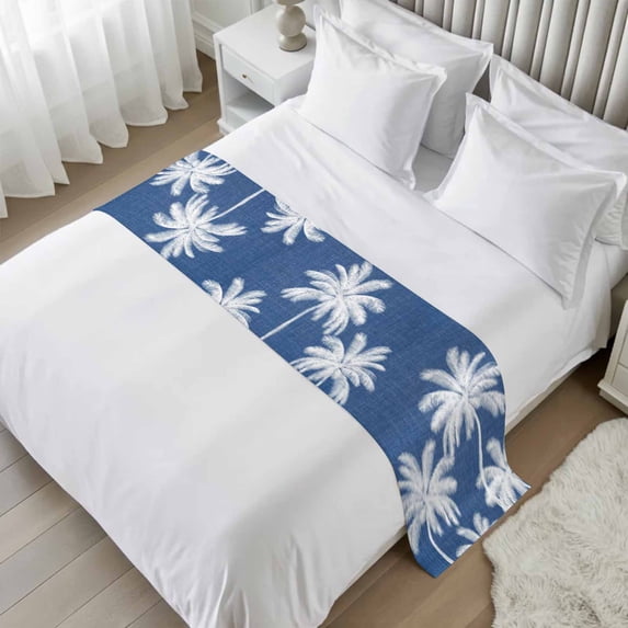Bed Runner Tropical Palm Trees Bedding Scarves Soft Decorative Bed Flag ...