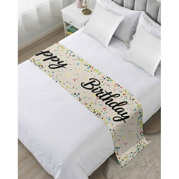 Bed Runner for Twin Size, Beige Birthday Decorative Scarf Throws for ...