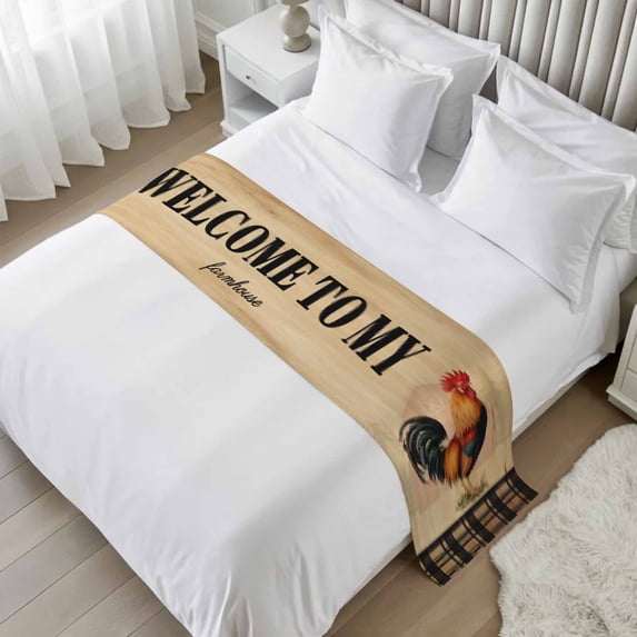 Bed Runner for Twin Size, Farmhouse Rooster Decorative Scarf Throws for ...
