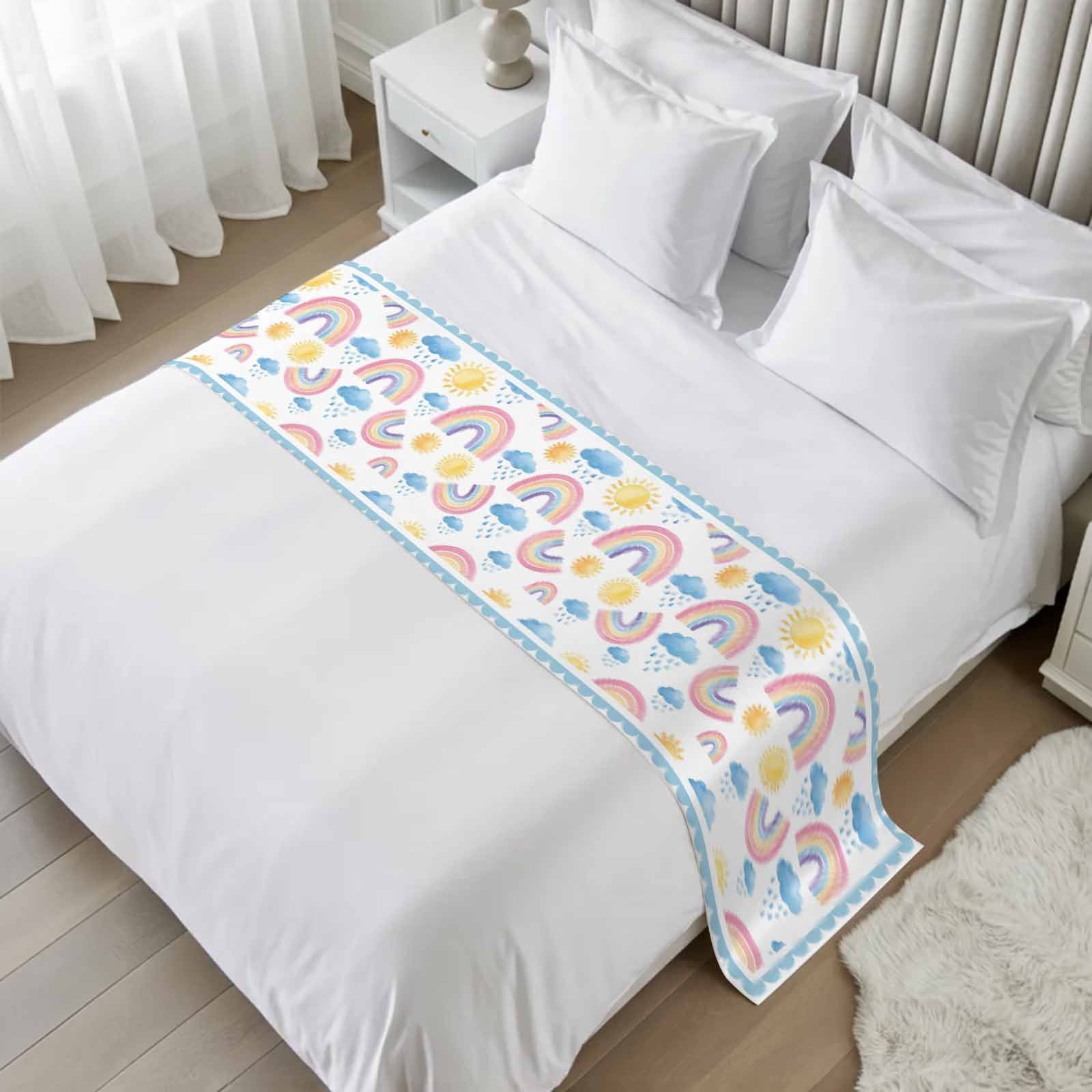 Bed Runner for Twin Size, Rainbow Sunshine Decorative Scarf Throws for ...