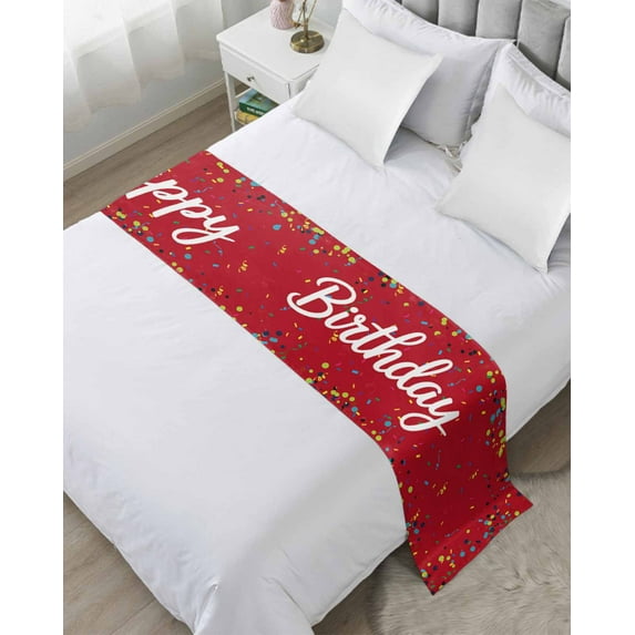 Bed Runner for Twin Size, Red Birthday Decorative Scarf Throws for Foot ...
