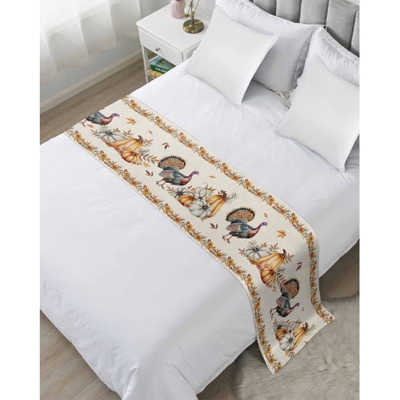 Bed Runner for Twin Size, Thanksgiving Turkey Decorative Scarf Throws ...