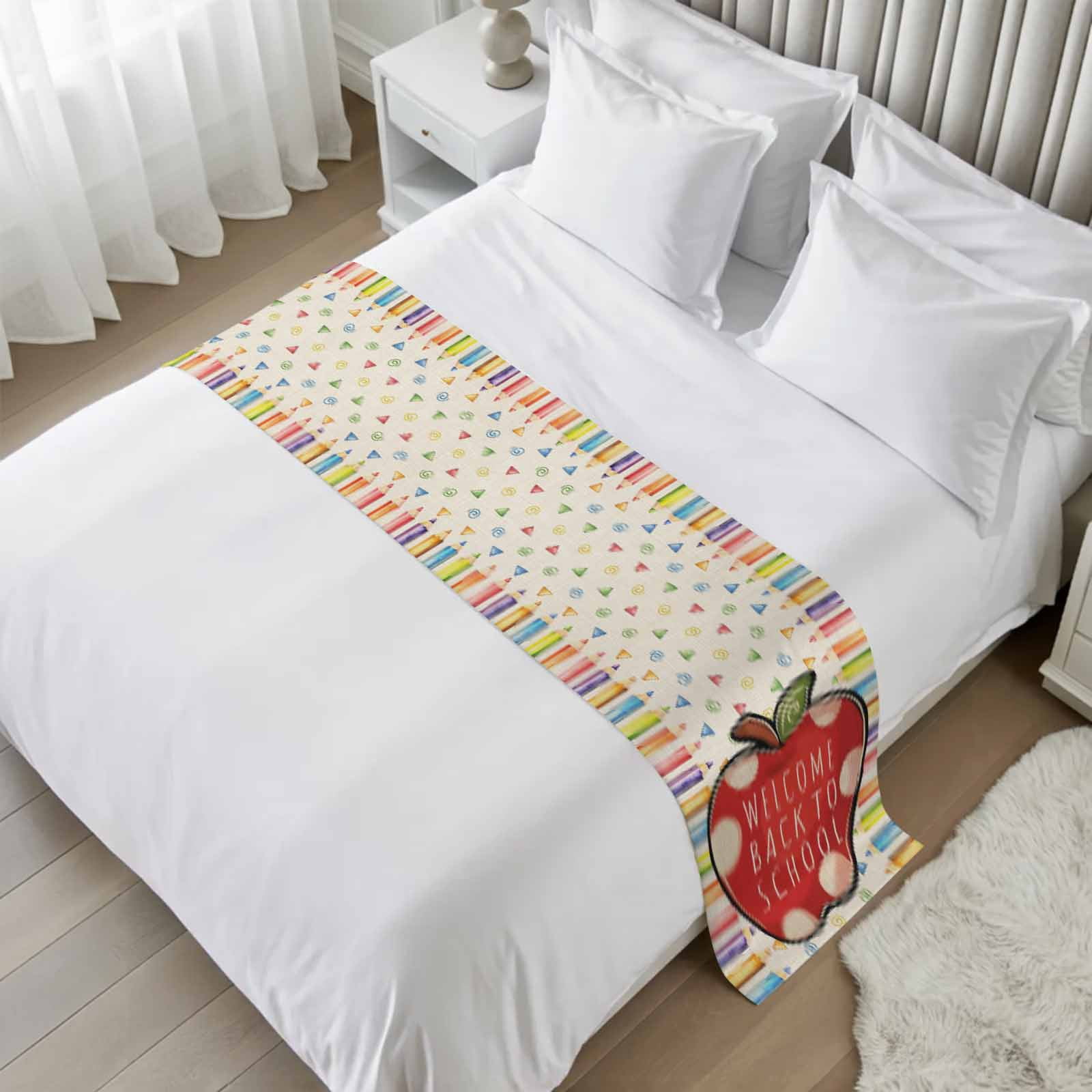 Bed Runner Welcome Back To School Season Bedding Scarves Soft ...