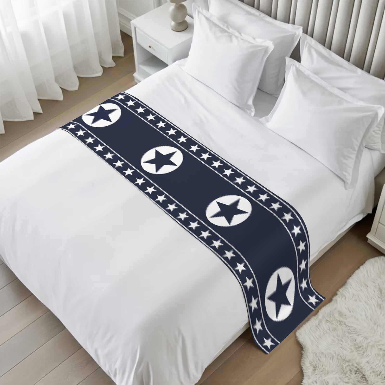 Bed Runner Western Texas Star Retro Bedding Scarves Soft Decorative Bed ...