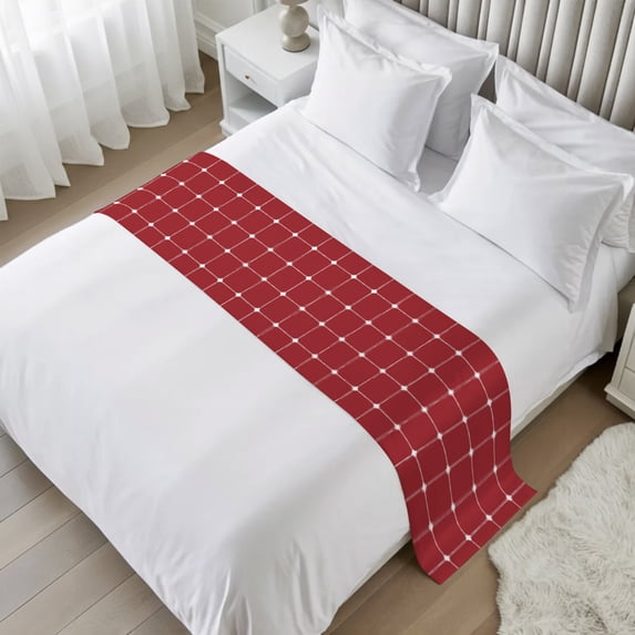 Bed Runner White Dots Grid Lines Bedding Scarves Soft Decorative Bed ...