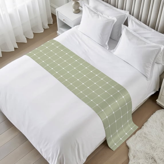Bed Runner White Dots Grid Lines Bedding Scarves Soft Decorative Bed ...