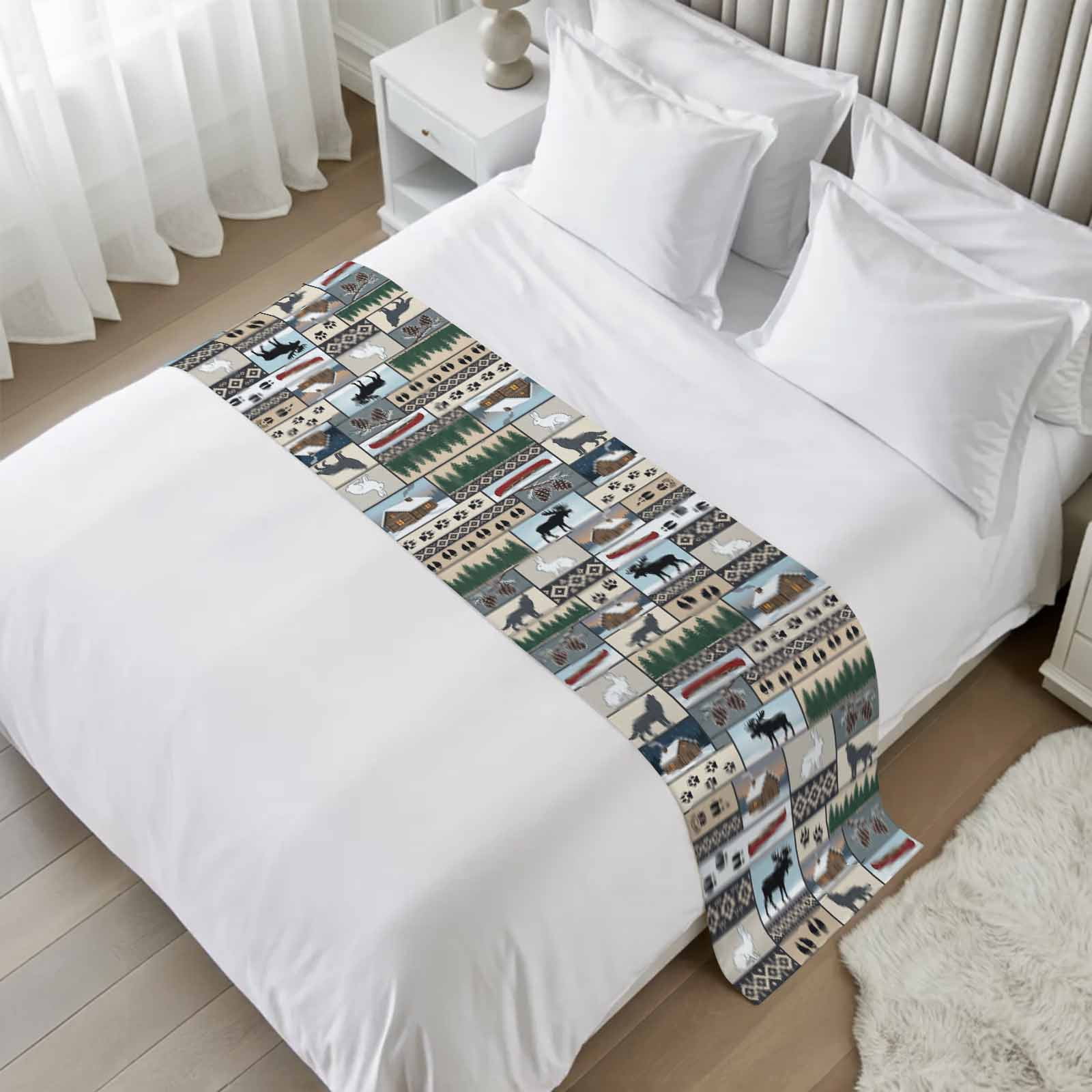 Bed Runner Wolf Rabbit Bedding Scarves Soft Decorative Bed Flag Wild ...