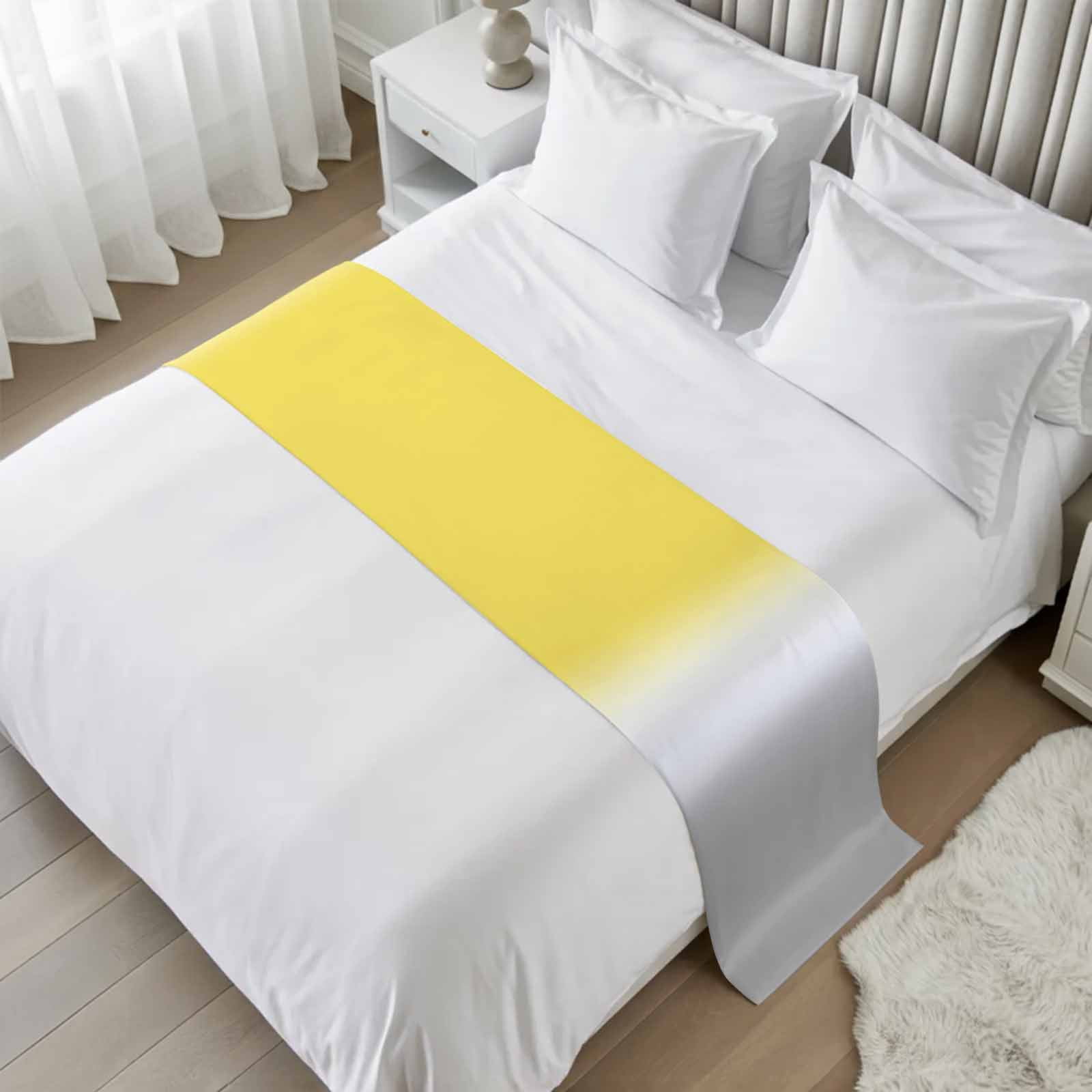 Bed Runner Yellow and Grey Ombre Bedding Scarves Soft Decorative Bed ...