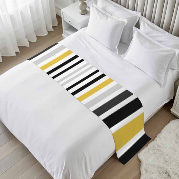 Bed Runner Yellow Stripes Bedding Scarves Soft Decorative Bed Flag ...