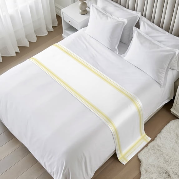 Bed Runner Yellow Stripes Lines Bedding Scarves Soft Decorative Bed ...