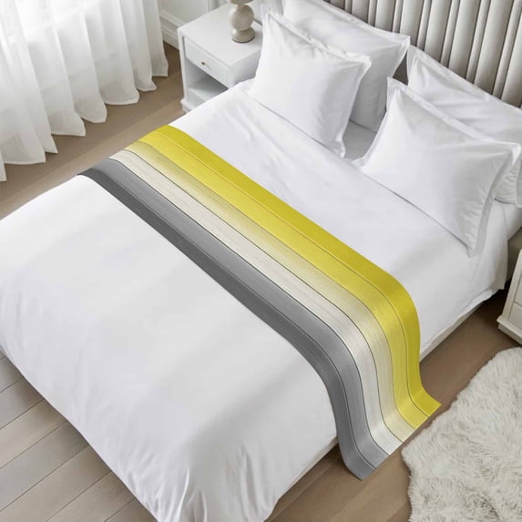 Bed Runner Yellow Wood Grain Bedding Scarves Soft Decorative Bed Flag ...