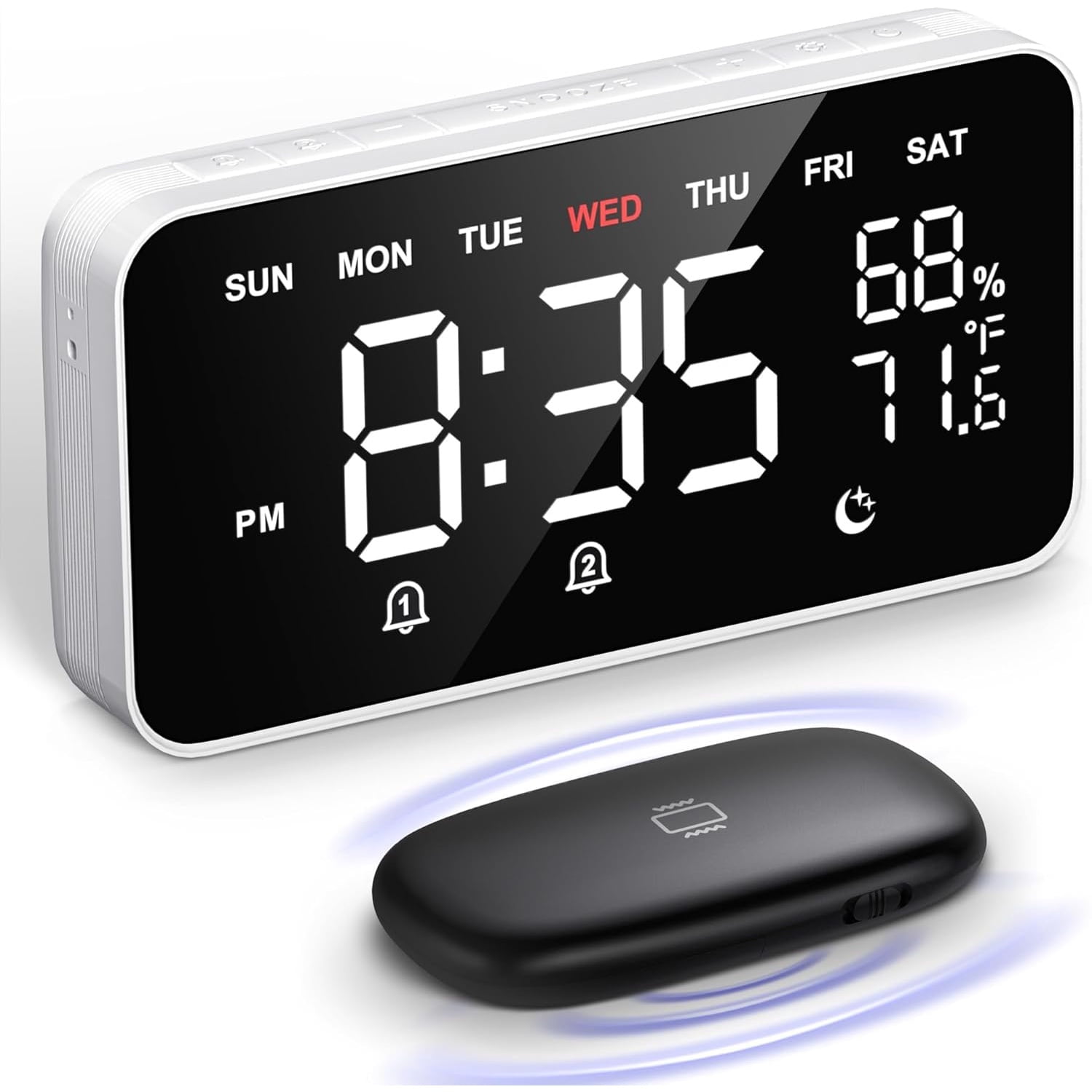 Bed Shaker Loud Alarm Clock for Heavy Sleepers Adults, Vibrating Dual ...