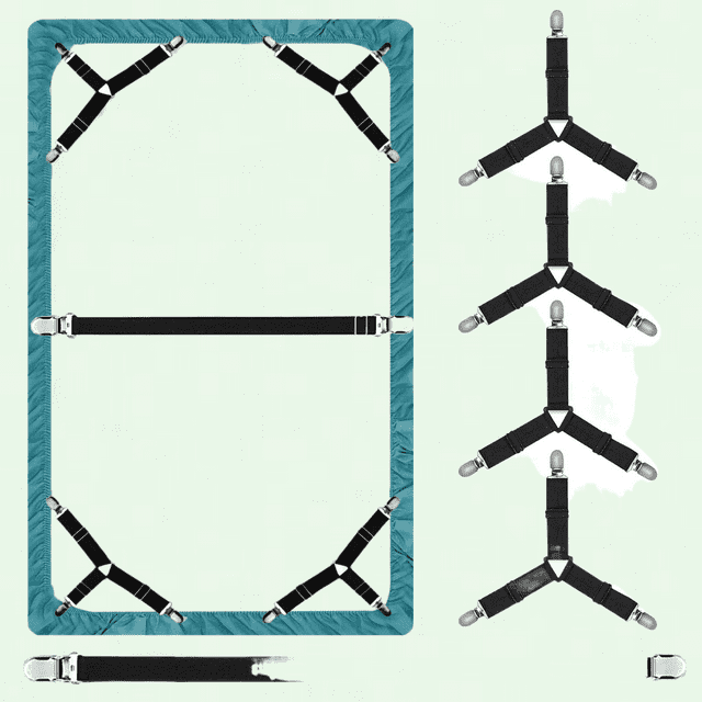 Bed Sheet Clip Set, 4+1 Corner Sheet Holder with Elastic Adjustable ...