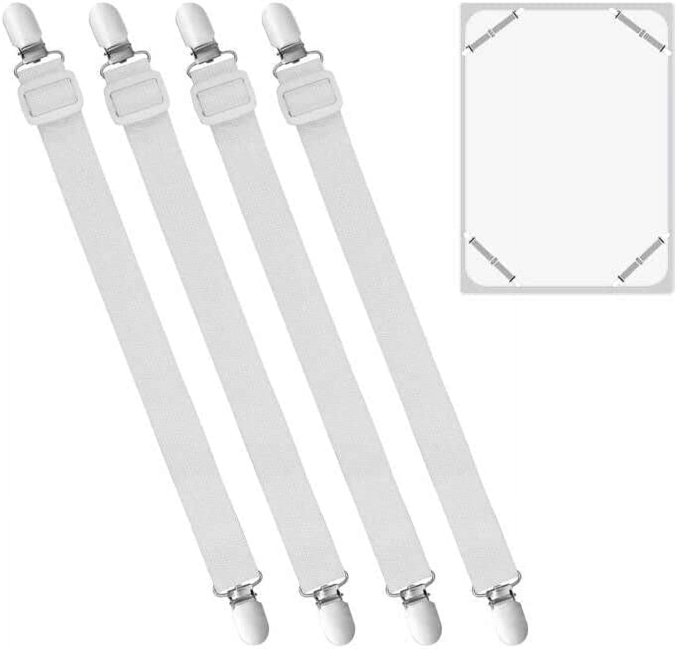 Bed Sheet Clips, 4Pcs Elastic Black&White Adjustable Sheet Suspenders ...