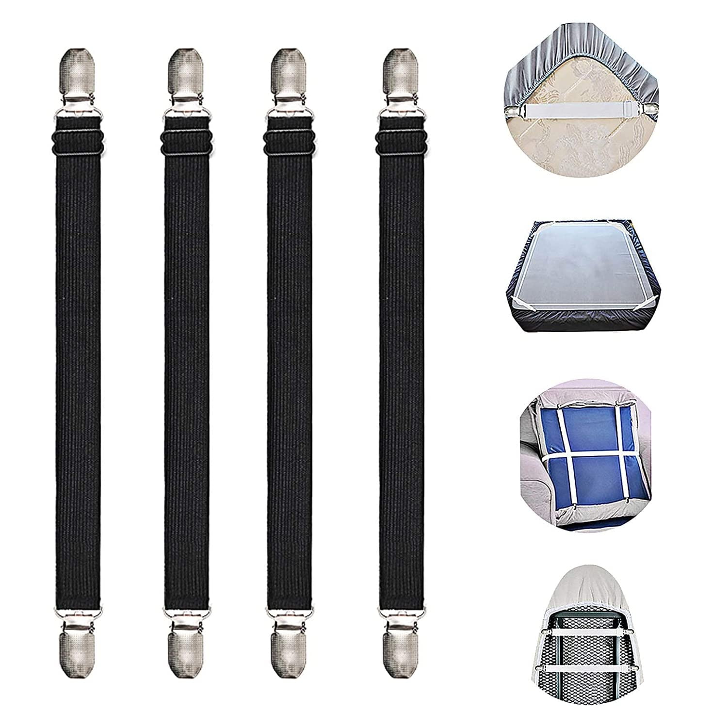 4 Pcs Bed Sheet Clips, Adjustable from 7.9" to 23", Sheet Fasteners ...