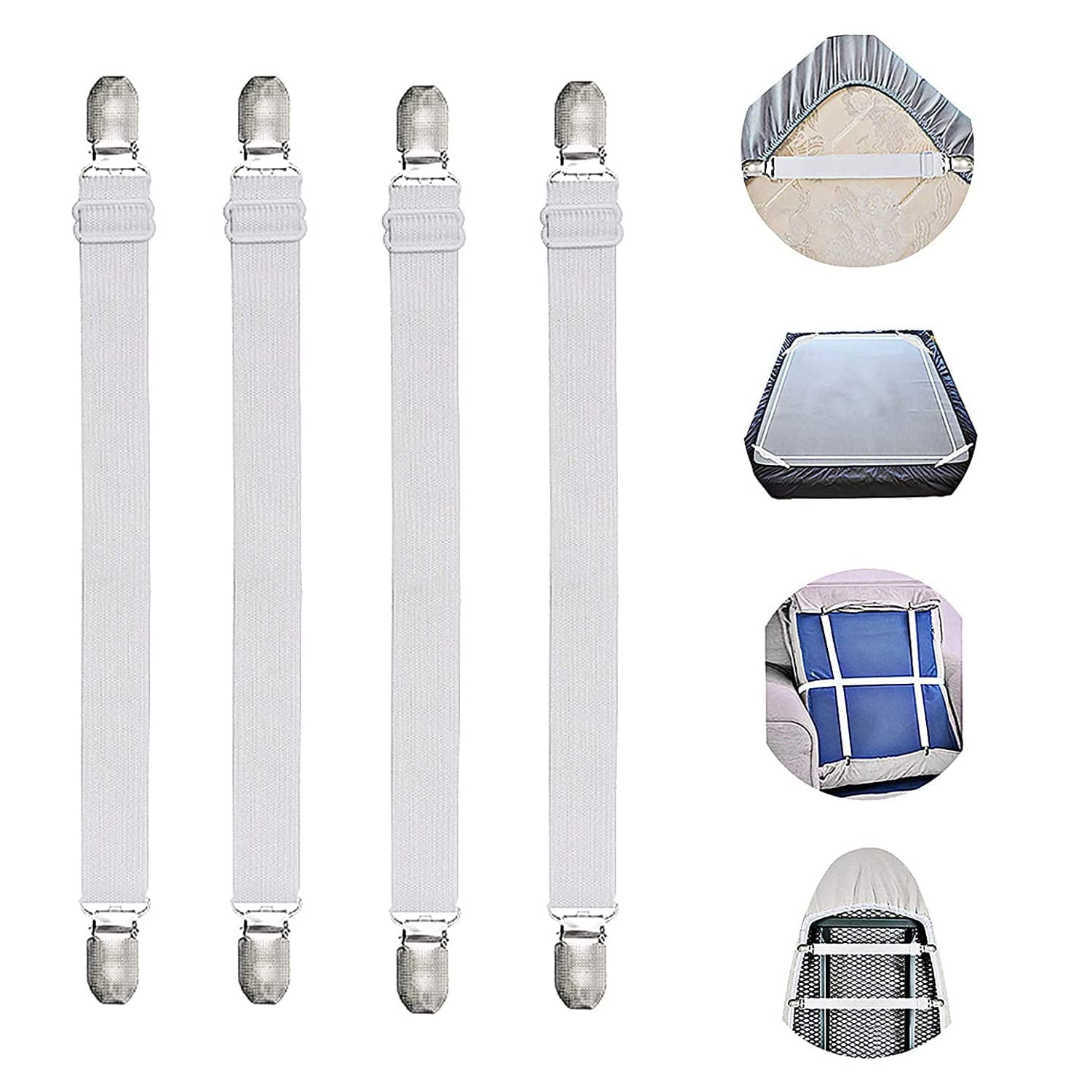 Adjustable from 7.9" to 23" Bed Sheet Fasteners Holder Straps and ...
