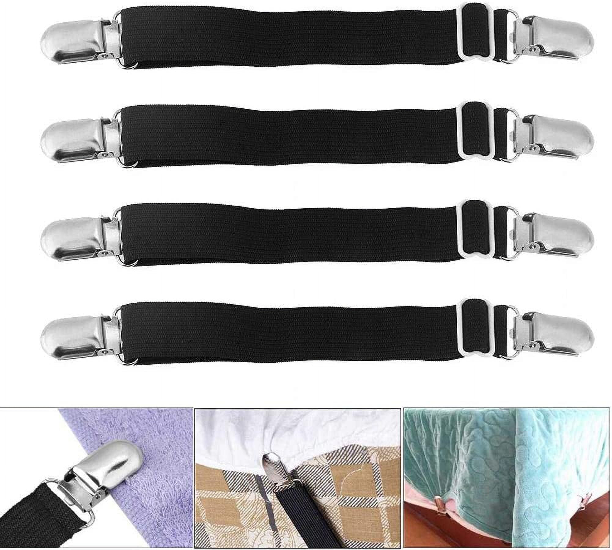 Bed Sheet Fastener 4PCS Bed Sheet Straps,Black Adjustable Mattress ...