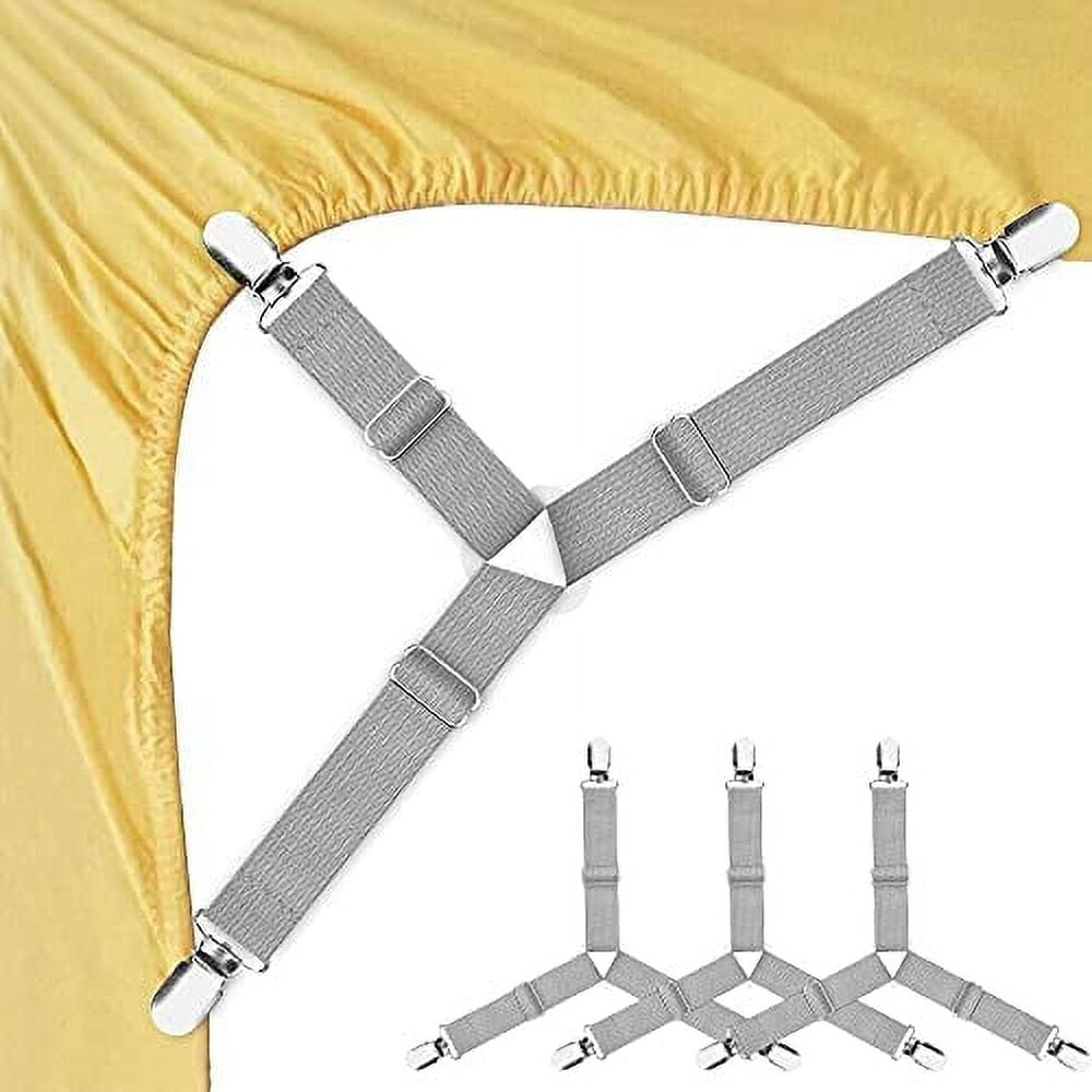 Bed Sheet Fasteners, 4 PCS Adjustable Triangle Elastic Suspenders ...
