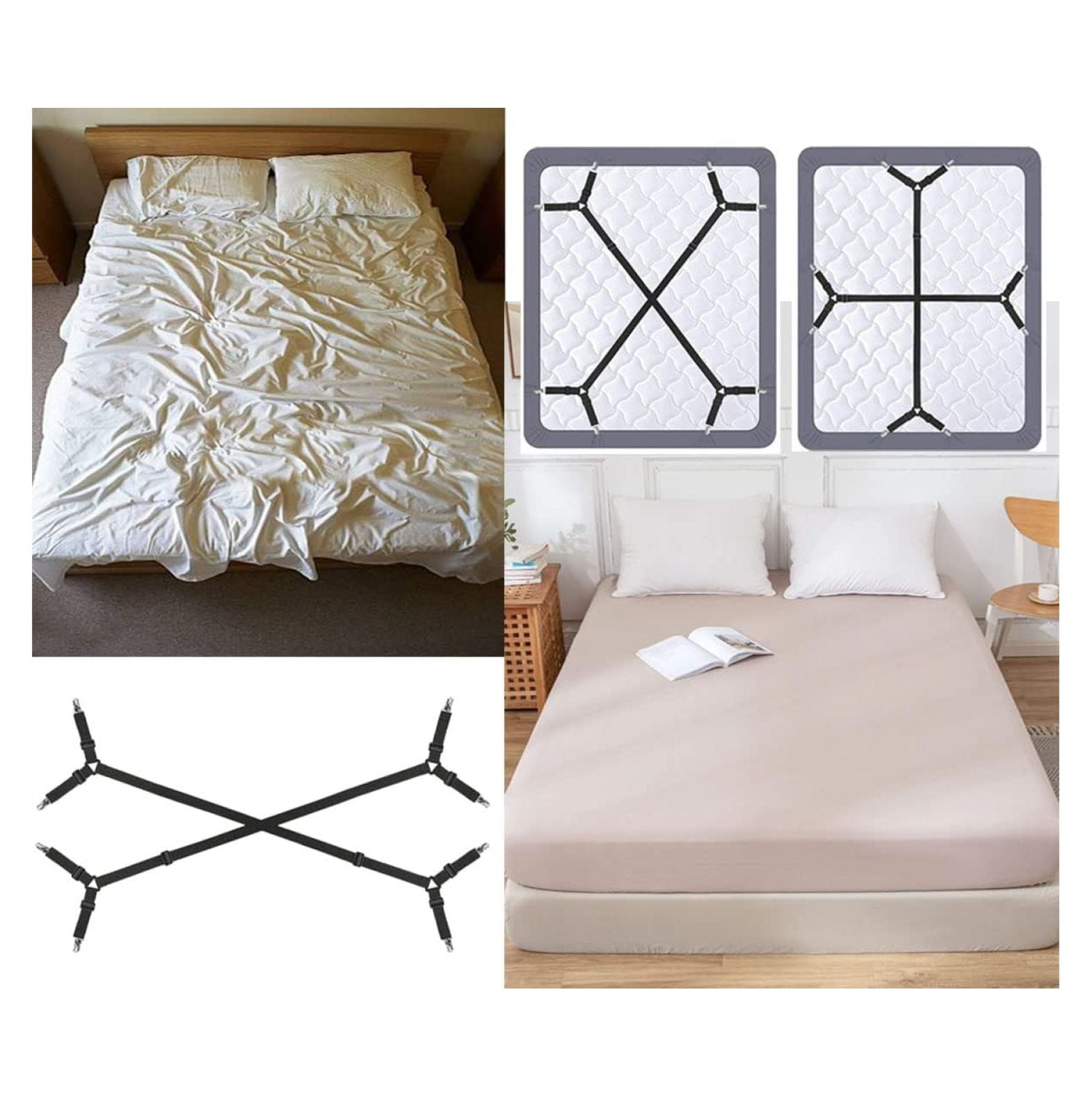 Bed Sheet Fasteners 4pcs, Adjustable Sheet Straps - Heavy Duty Bed ...
