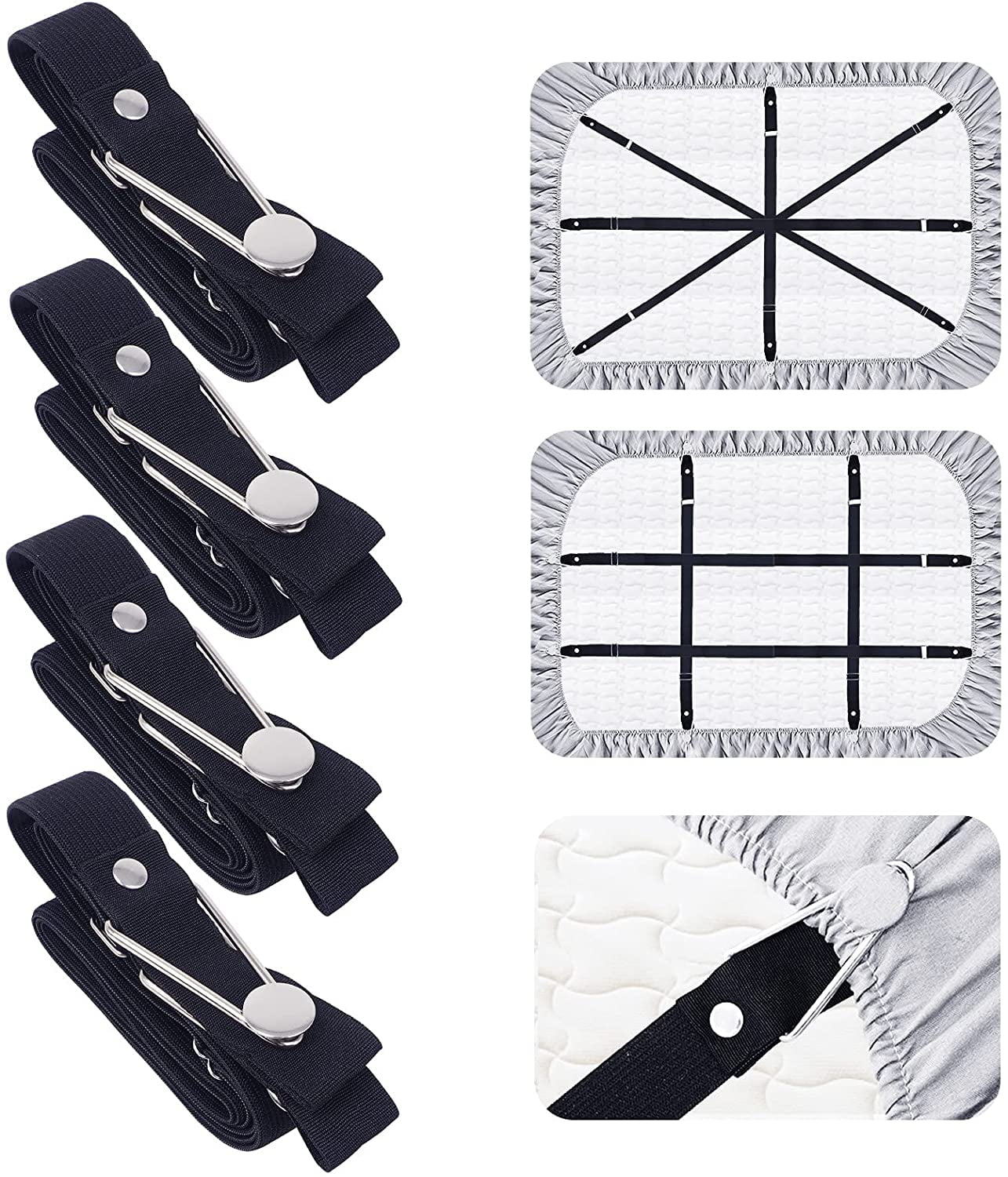 Bed Sheet Fasteners, Upgraded Bed Sheet Holder Strap Suspenders ...