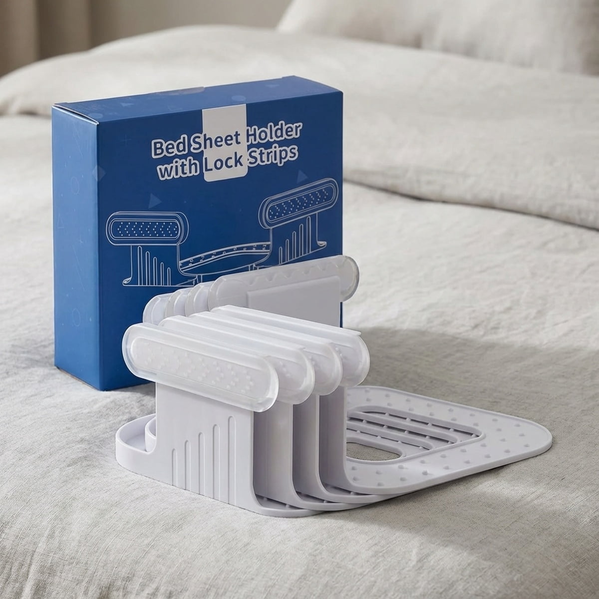 Bed Sheet Holder with Lock Strips, Open Corner Clips with Enhanced ...