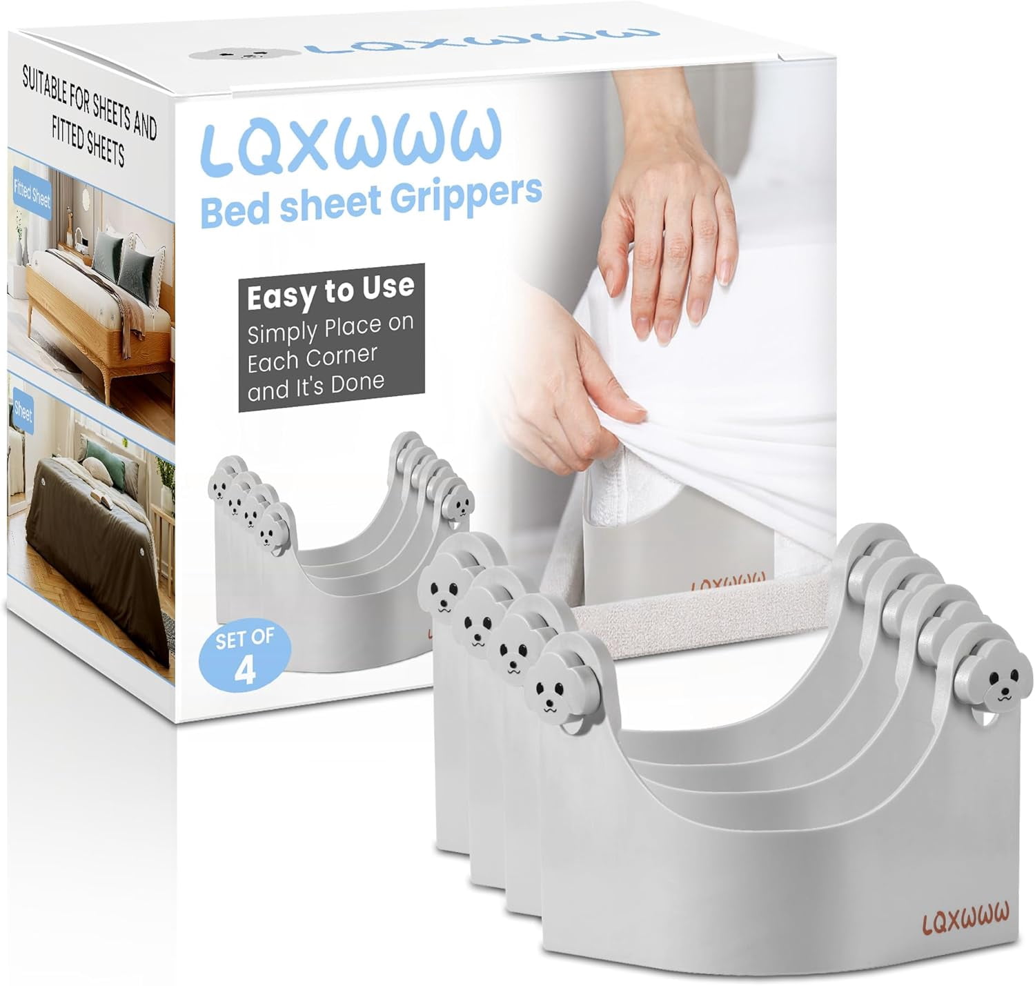 Bed Sheet Holders, 4-Pack Clip Grips ，Keep Sheets Tight on All ...