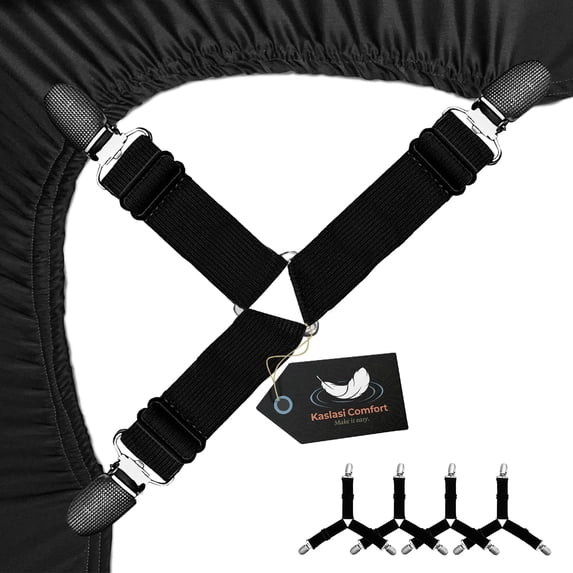 Bed Sheet Holders(4 Pack) Durable Metal Core, Adjustable Steel Buckle ...