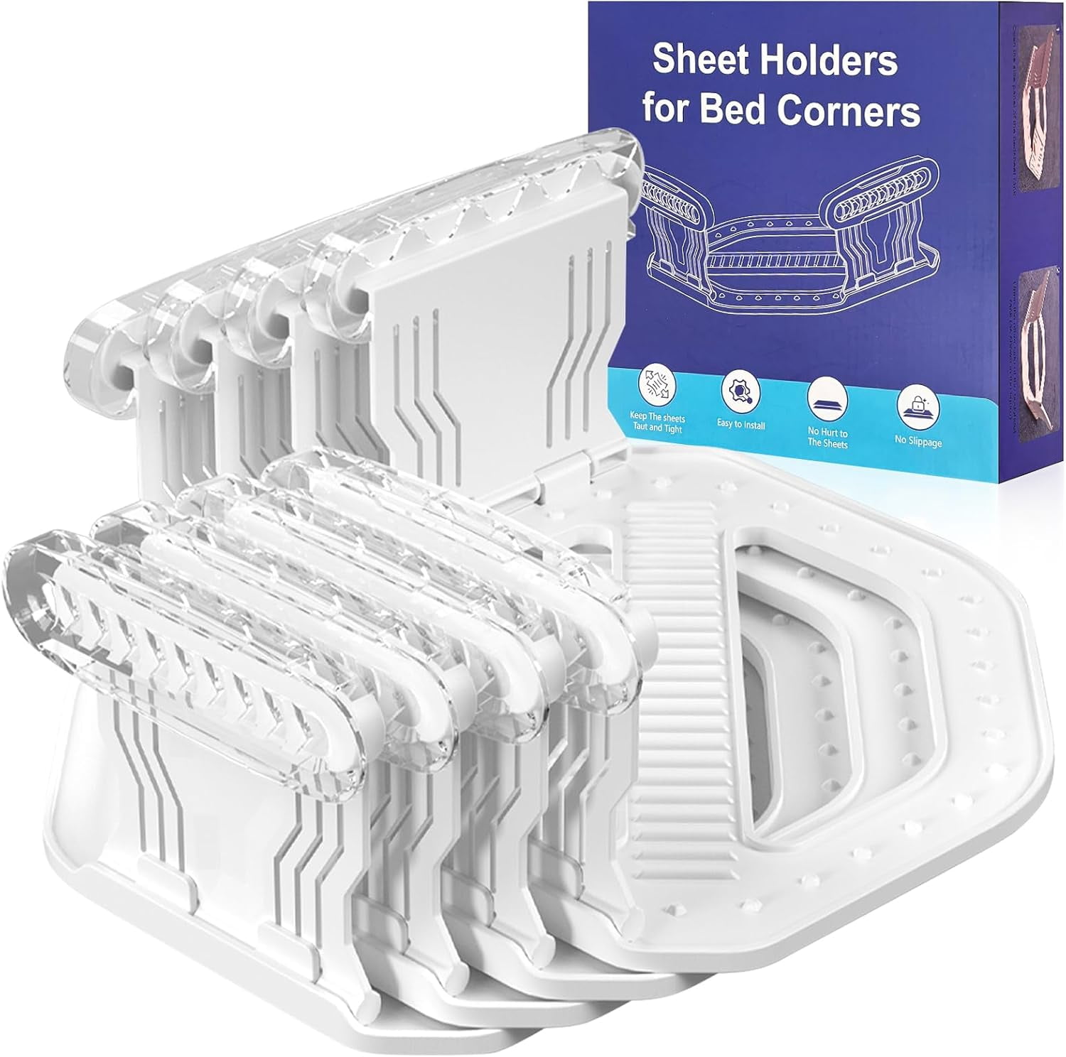 Bed Sheet Holders for Corners, 4 Pack Heavy Duty Sheet Locks, Keep ...